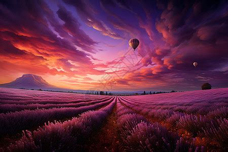 夕阳时户外的薰衣草高清图片下载 正版图片600540017 摄图网