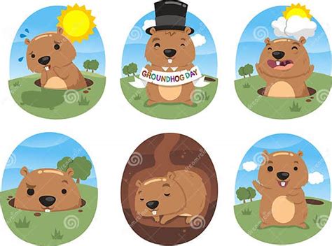 Sistema De La Acción De Grounhog Stock De Ilustración Ilustración De