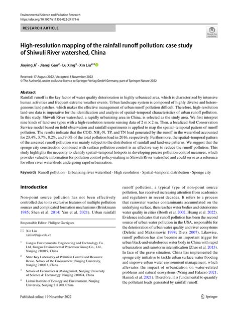 pdf high resolution mapping of the rainfall runoff pollution case