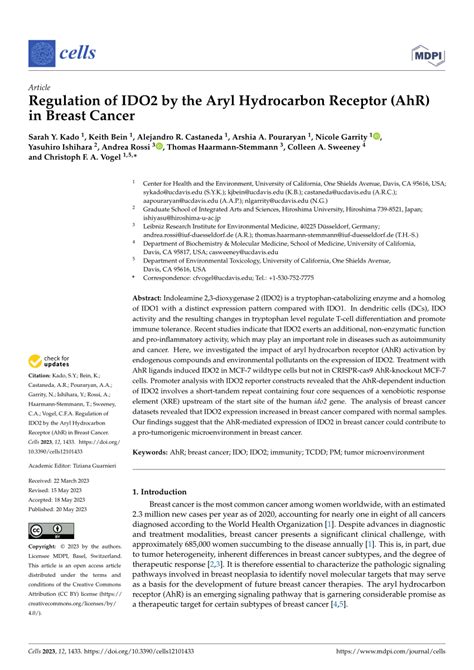 Pdf Regulation Of Ido2 By The Aryl Hydrocarbon Receptor Ahr In