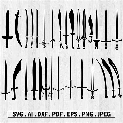 Sword Decal Silhouette Svg Sword Svg Bundle Sword Dxf Sword Etsy
