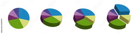 3d Pie Chart Examples Round Graph Chart Of Statistics Vector Clipart