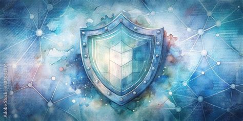 Abstract Digital Shield Protecting Data Flow In Cyber Network