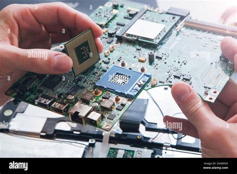 Installation Of Processor In CPU Socket Stock Photo Alamy