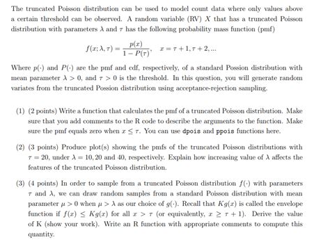 Solved The Truncated Poisson Distribution Can Be Used To Chegg