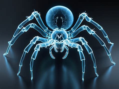 Translucent Neon Blue Digital Illustration Of A Spider Showcased On A