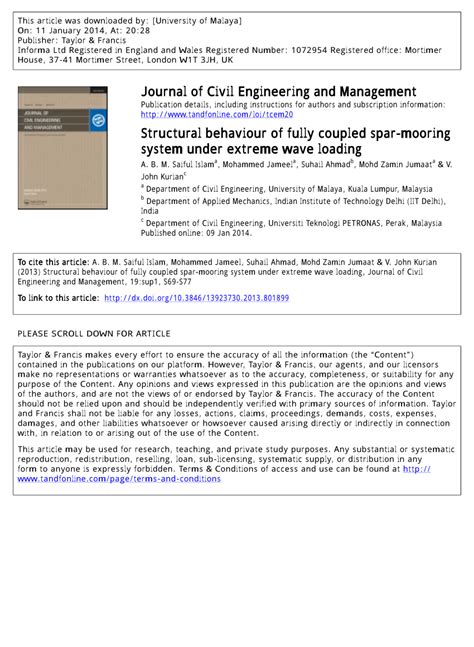 Pdf Structural Behaviour Of Fully Coupled Sparmooring System Under
