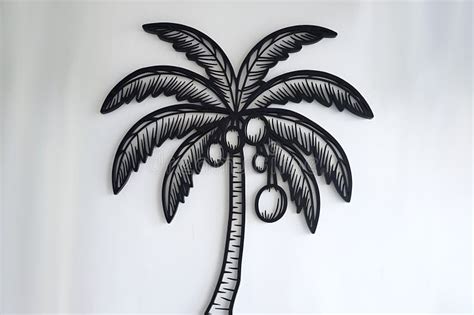 Black Palm Tree Wall Art Intricate Laser Cut Design Stock Illustration