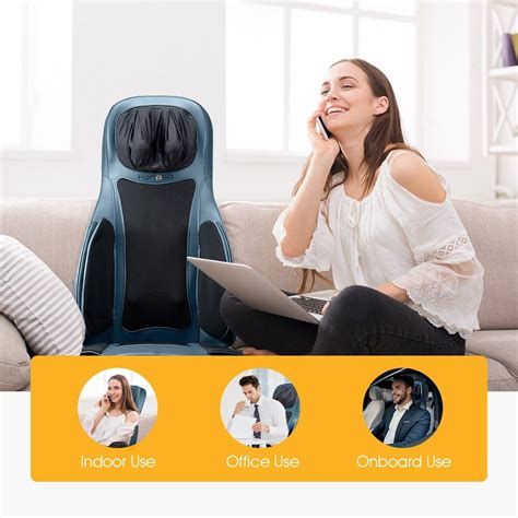 Blue Air Compression Shiatsu Rotating Massage Seat Cushion Neck Back