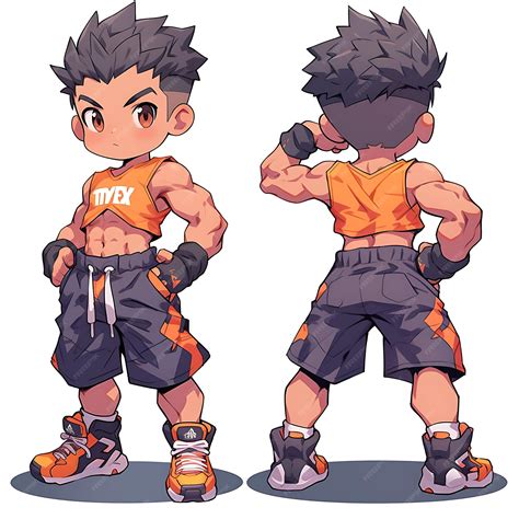 Premium Photo Character Of Male Chibi Kawaii Fitness Trainer Sporty