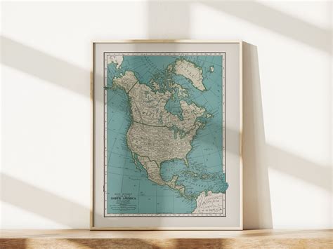 NORTH AMERICA MAP Vintage Map Of North America Retro Map Etsy