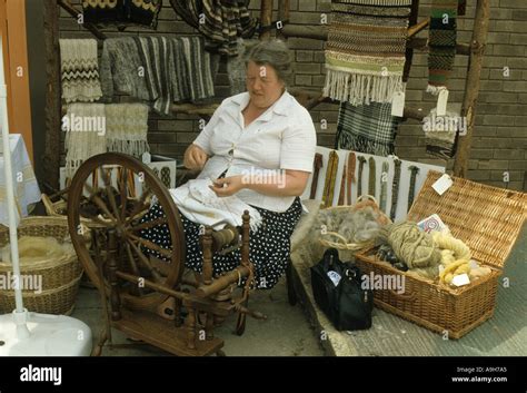Country Skills Home Spinning And Weaving Cottage Industry Samples Of