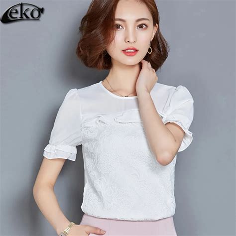 Lace Blouse Feminine 2016 Summer Korean Openwork Lace Embroidered White