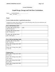 Pharmacology Liquid Drug Dosage Calculations Course Hero