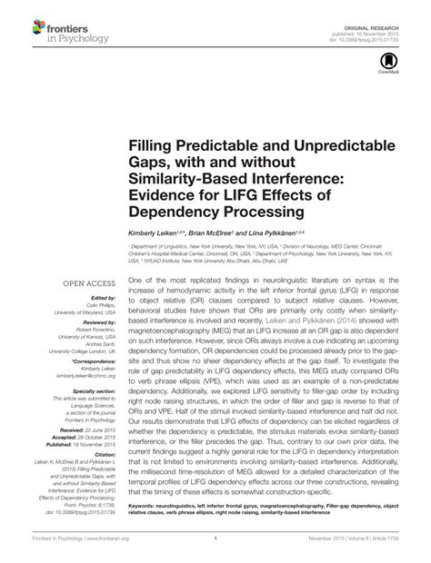 Pdf Filling Predictable And Unpredictable Gaps With And Without Similarity Based Interference
