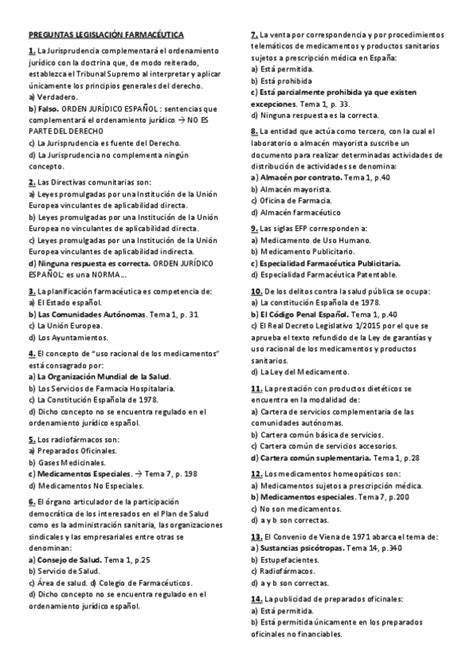 Preguntas Legislacion Farmaceuticapdf
