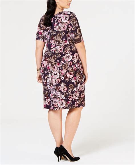 Connected Plus Size Floral Faux Wrap Sheath Dress Macys