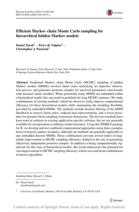 efficient markov chain monte carlo sampling for hierarchical hidden