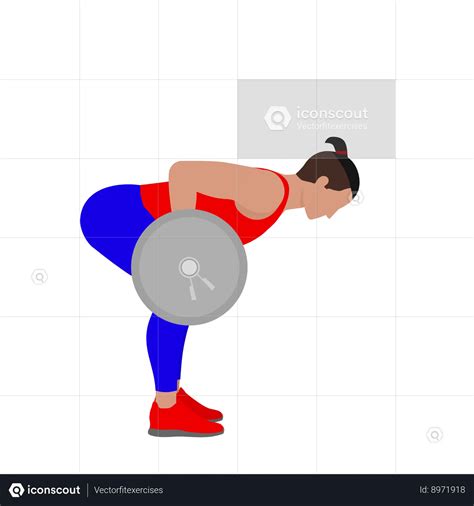 Man Doing Barbell Pendlay Row Exercise For Back Animation Free