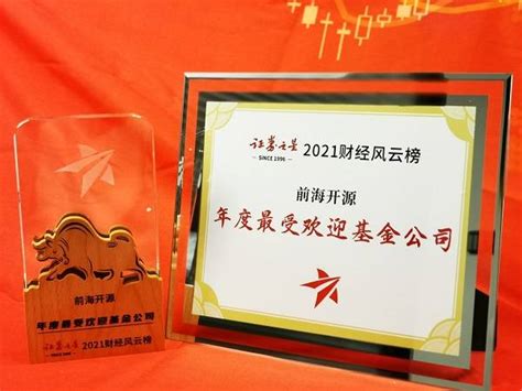 前海开源基金荣获2021年度最受欢迎基金公司奖资产规模大类管理