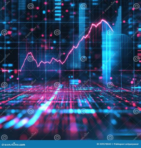 Data Visualization With Holographic Chart Showing Upward Trends In Digital Grid Symbolizing