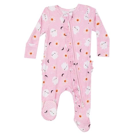 2 Way Ruffle Zipper Footie Spooky Ghost