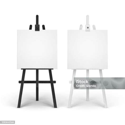 배경에 격리 된 모의 빈 빈 사각형 캔버스와 나무 검은 흰색 이젤의 벡터 세트 0명에 대한 스톡 벡터 아트 및 기타 이미지 0명 3차원 형태 개념 Istock