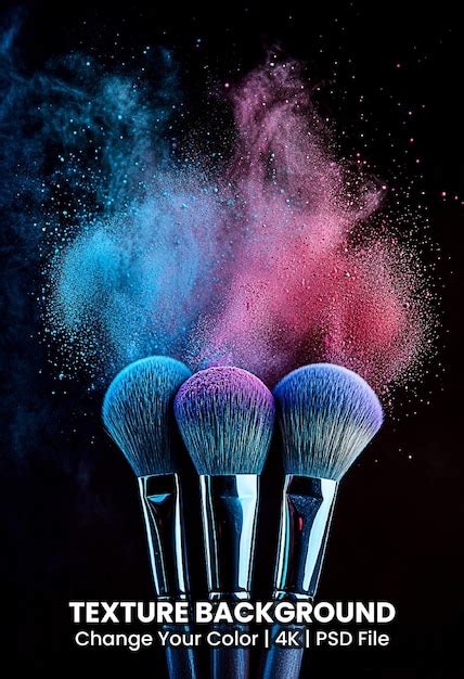 Cosmetics Brushes And Explosion Pink Purple Makeup Powder Texture