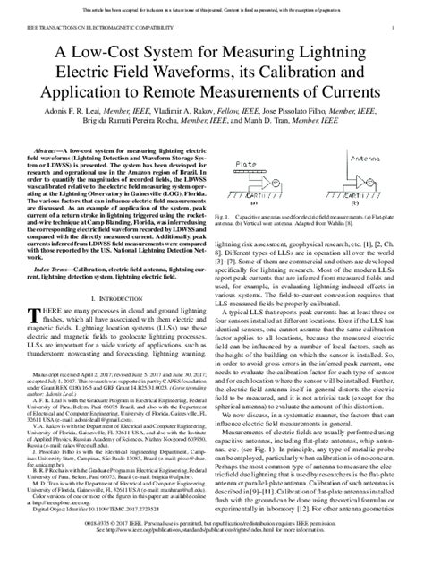 Pdf A Low Cost System For Measuring Lightning Electric Field