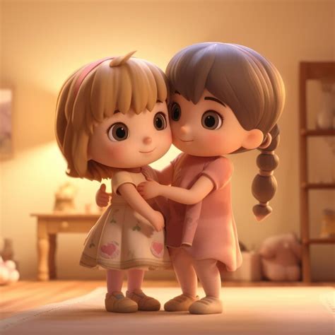 Premium Photo A Rendering Hug Two Brothers Cartoon