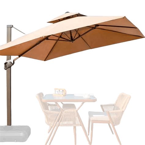 Quitasol Led Modelo Windproof 3 Metros Beige Con Base Fold Chile