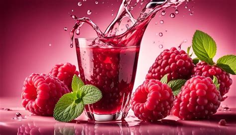 Refreshing Raspberry And Mint Splash Premium Ai Generated Image