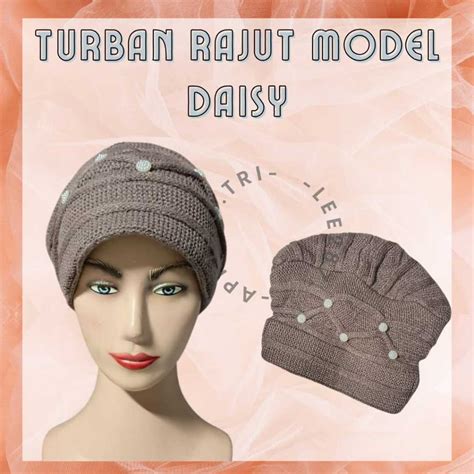 Jual 4022 Turban Rajut Model Daisy Kupluk Ibu Rajut Dengan Mote Shopee Indonesia