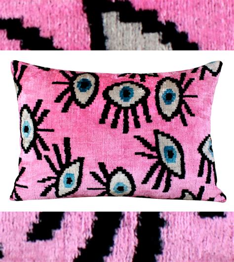 Pink Ikat Pillow Coverpink Velvet Pillowpink Throw Pillowhot Pink