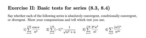 solved exercise ii basic tests for series 8 3 8 4 say