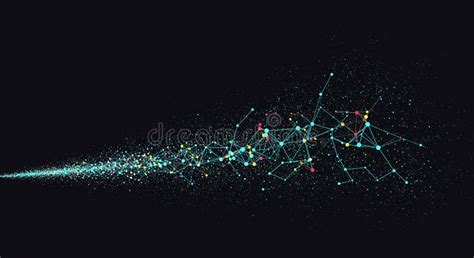 Complex Geometric Network Of Interconnected Lines And Dots Forms A