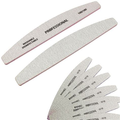 10x Пилка для ногтей 100 180грит наждачная полукруг двусторонняя