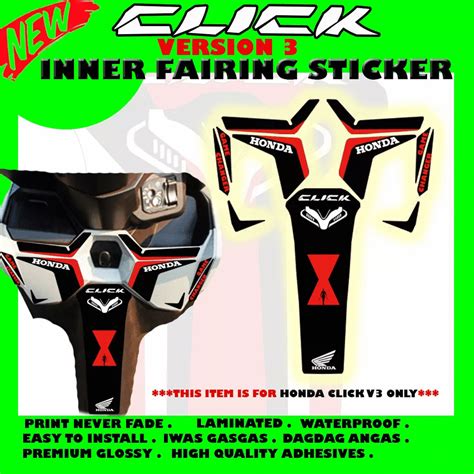 Click V3 Inner Fairing Sticker Honda Click V3 Sticker Honda 125