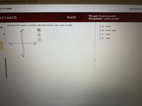 Determine If The Graph Is Symmetric With Respect To The X Axis Y Axis O