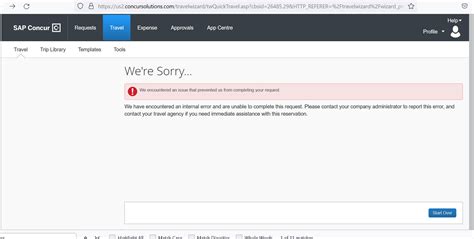 getting error while reserving flight and hotel sap concur community