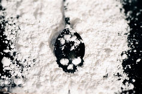 Cráneo Negro Sobre Un Fondo De Azúcar En Polvo Mata De Azúcar El Azúcar