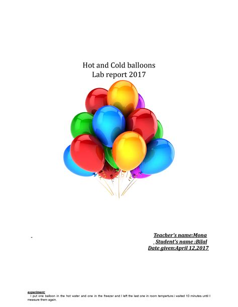 Thermal Expansion And Thermal Contraction Expiriment With Balloons