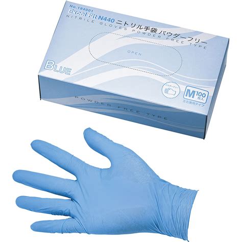 ニトリル 手袋 ブルー 粉なし 100枚入り N440 Mサイズ 調理器具のshokubi