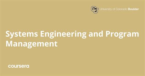Systems Engineering And Program Management Coursera