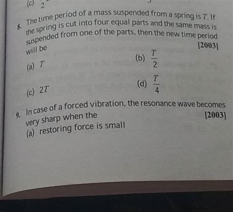 In Case Of A Forced Vibration The Resonance Wave Becomes Very Sharp When