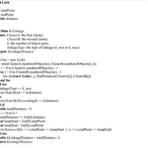 The Pseudocode Of The Proposed K Linkage Method Download Scientific