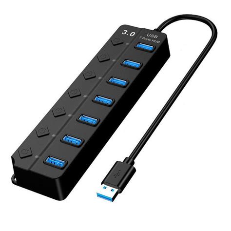 Usb Hub 3 0 Разветвитель Usb хаб 3 0 переходник на 7 портов с индивидуальными кнопками