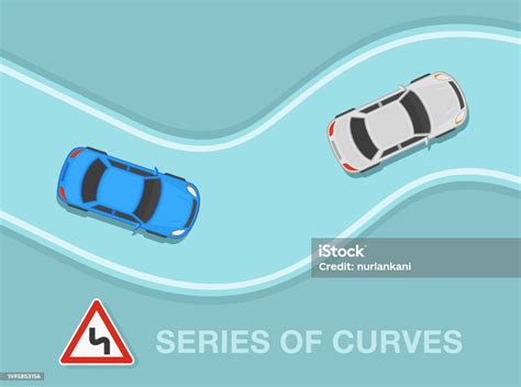 안전 운전 요령 및 교통 규제 규칙 전방 도로 표지판에 3개 이상의 커브가 연속으로 있습니다 개체 그룹에 대한 스톡 벡터 아트 및 기타 이미지 Istock