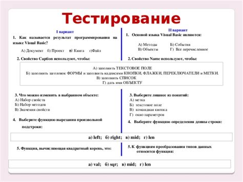 Разработка проектов в среде программирования Visual Basic информатика уроки