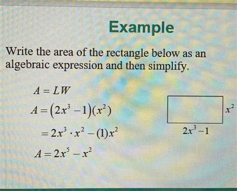 solved example write the area of the rectangle below as an algebraic